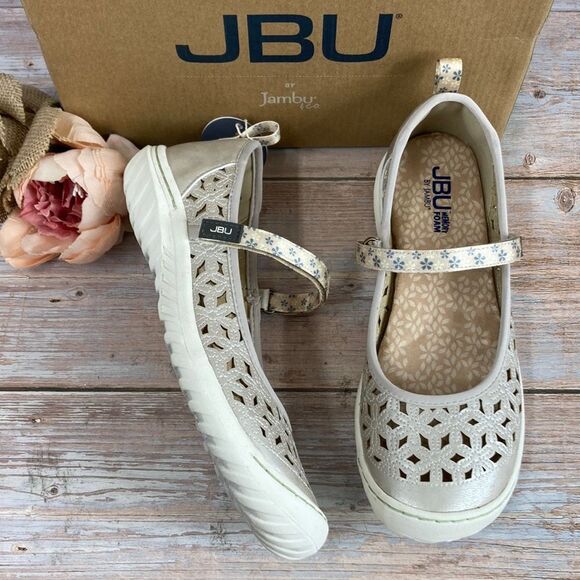 JBU | Shoes | Jbu By Jambu Wildflowercream Shimmer Mary Jane Flats 75m ...
